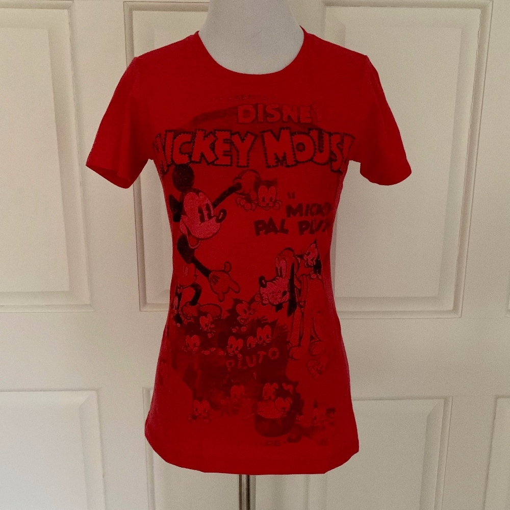 Retro Coton Mickey Mouse Pluto Movie Graphic - Gem